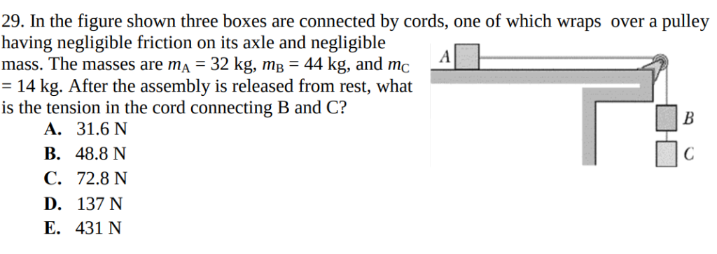 Solved 29. In the figure shown three boxes are connected by | Chegg.com