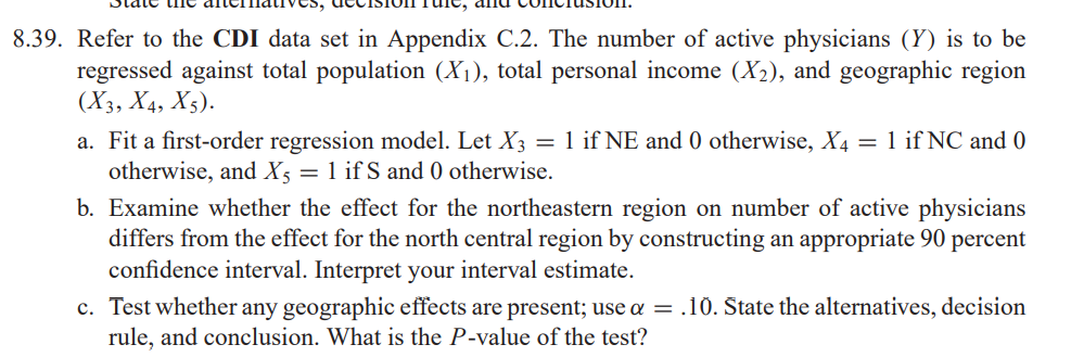 8.39. Refer to the CDI data set in Appendix C.2. The | Chegg.com