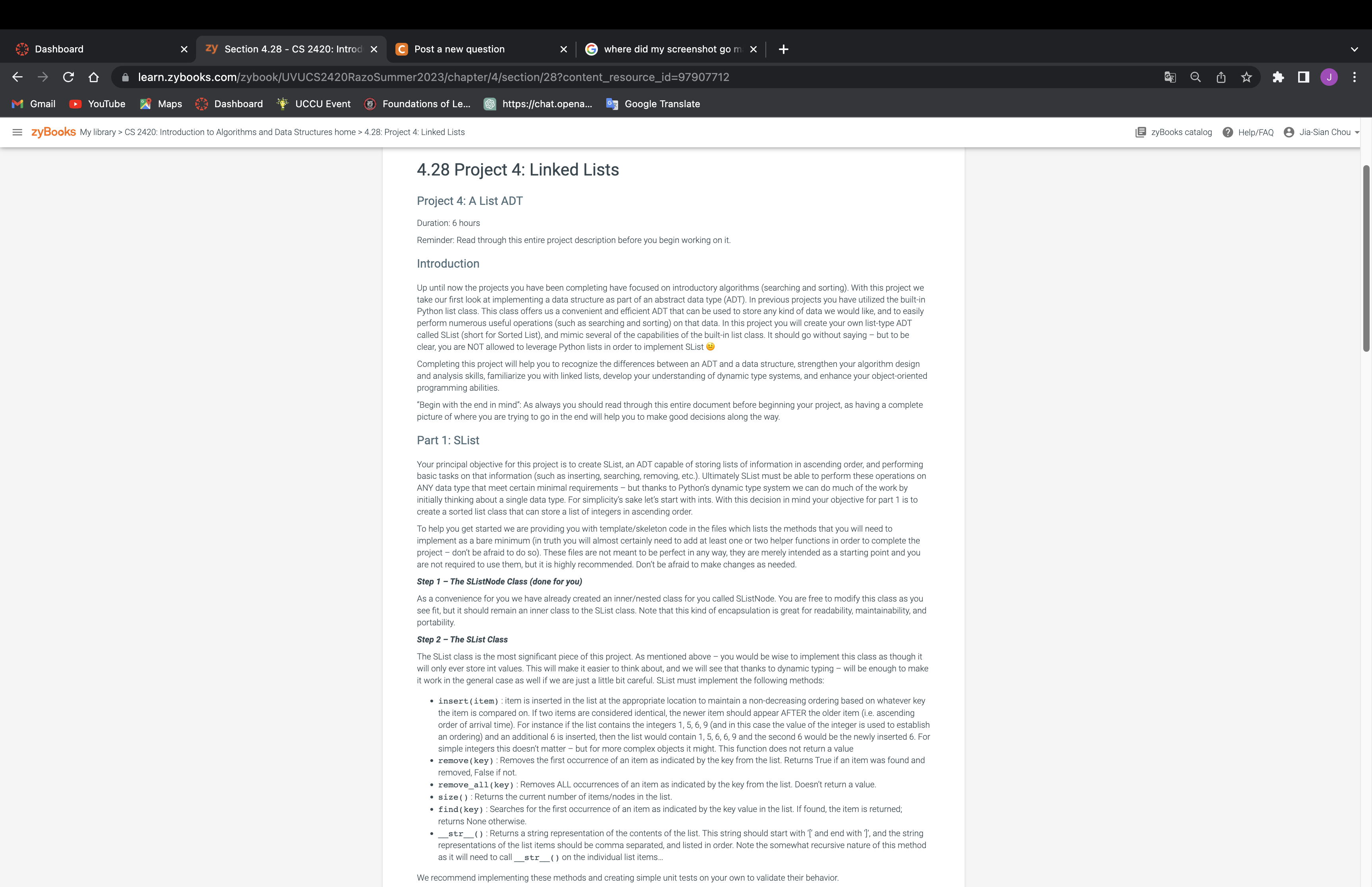 Solved 4.28 Project 4: Linked Lists Project 4: A List ADT | Chegg.com