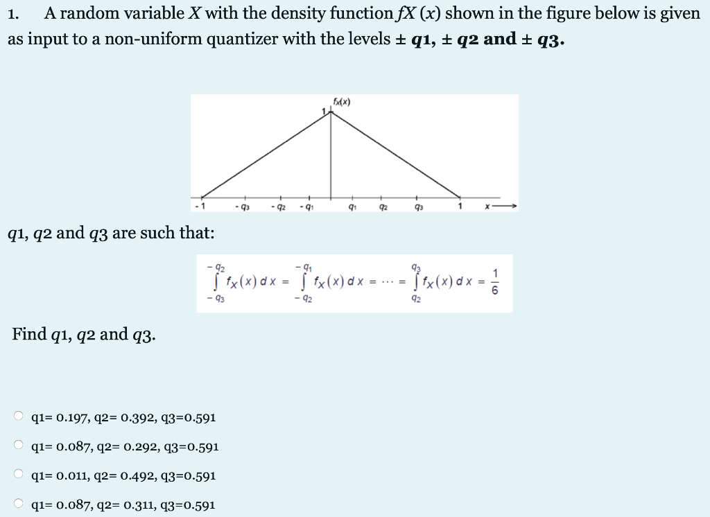 Solved 1. A random variable X with the density function fx | Chegg.com