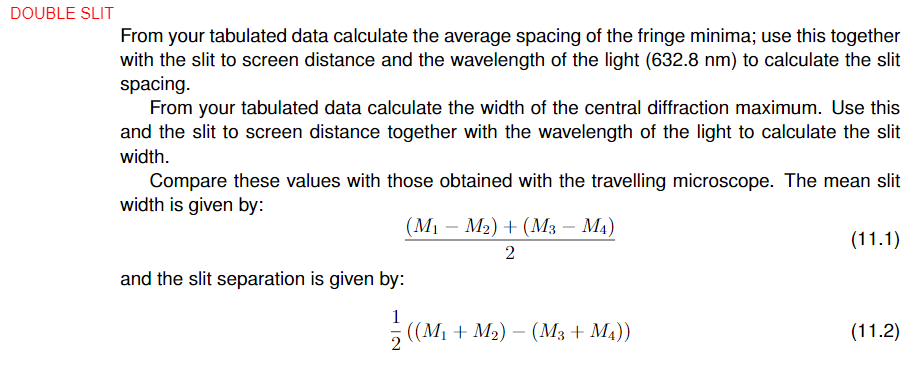 Solved SINGLE SLIT Calculate the width of the central | Chegg.com
