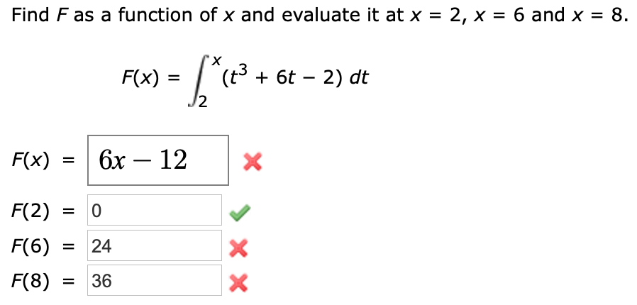 Solved Find F As A Function Of X And Evaluate It At X 2 X 6