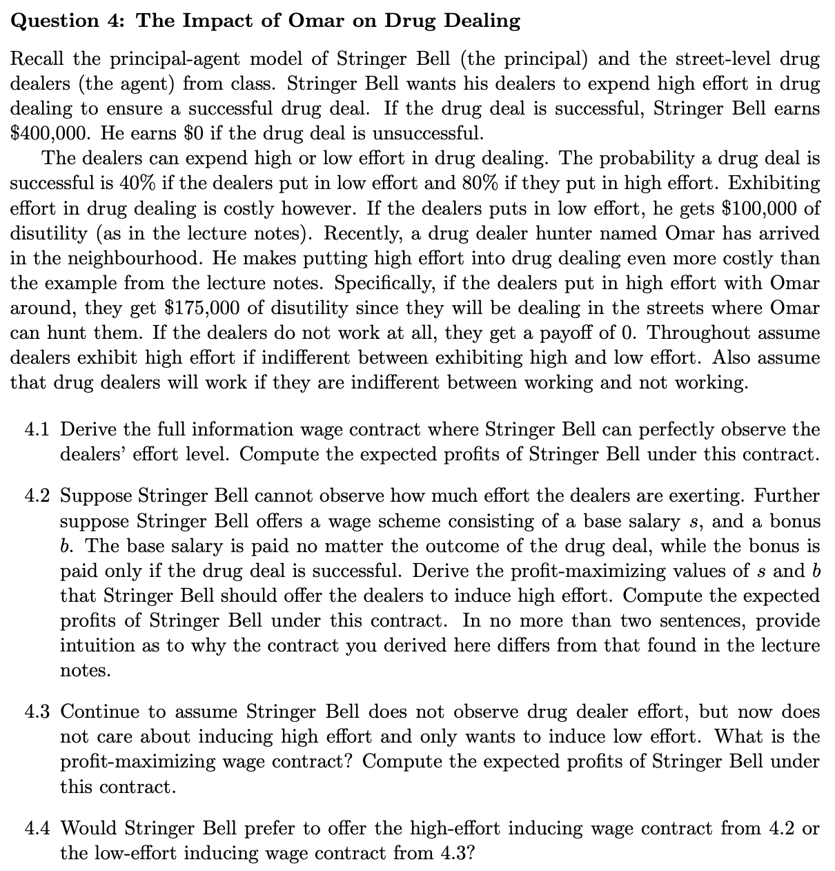 Question 4: The Impact of Omar on Drug Dealing Recall | Chegg.com