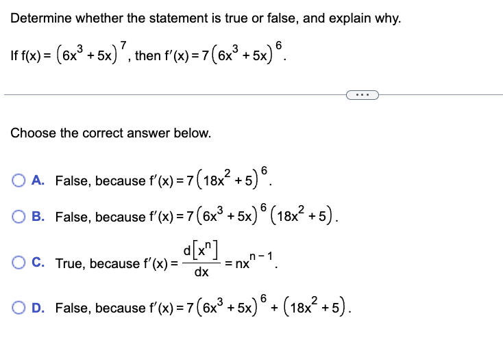 Solved Determine whether the statement is true or false, and | Chegg.com