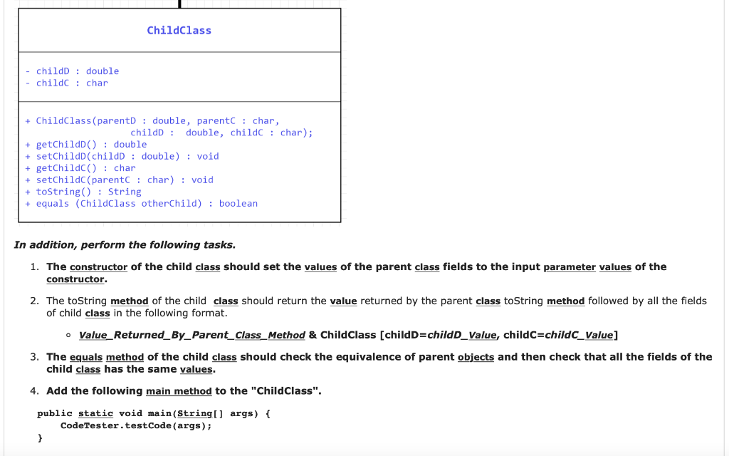 Solved Assume there is a class called "ParentClass" that has | Chegg.com