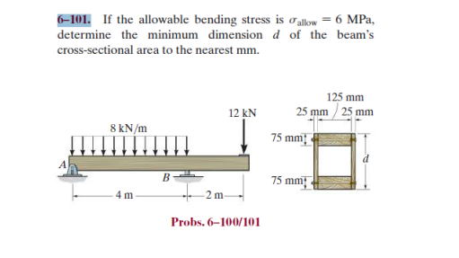 6-101. If the allowable bending stress is σallow | Chegg.com