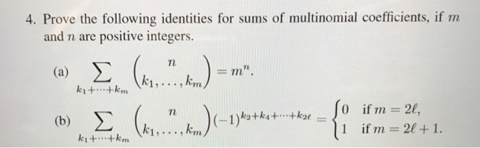 Solved 4. Prove the following identities for sums of | Chegg.com