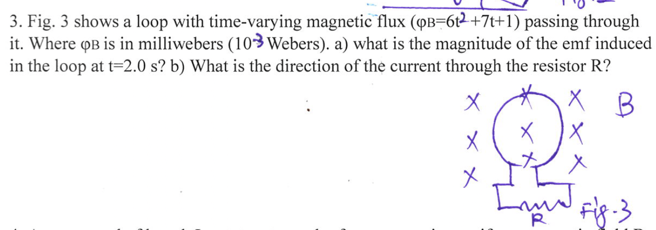 Solved 3. Fig. 3 shows a loop with time-varying magnetic | Chegg.com