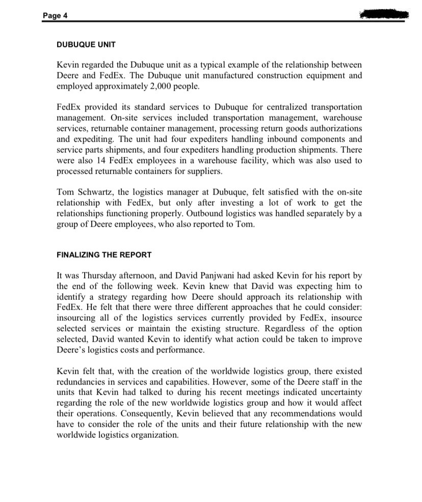 Solved: Based On The Deere & Co. Worldwide Logistics Case:... | Chegg.com