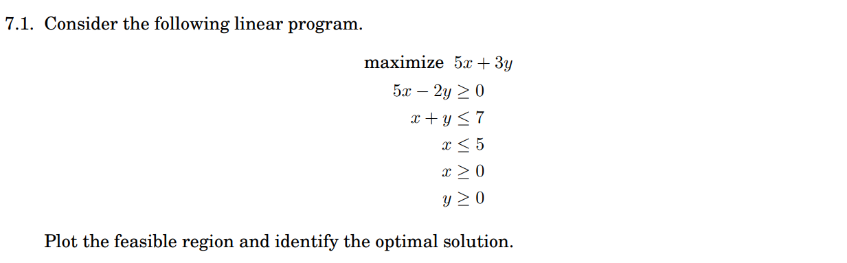 Solved 7.1. Consider the following linear program. maximize | Chegg.com