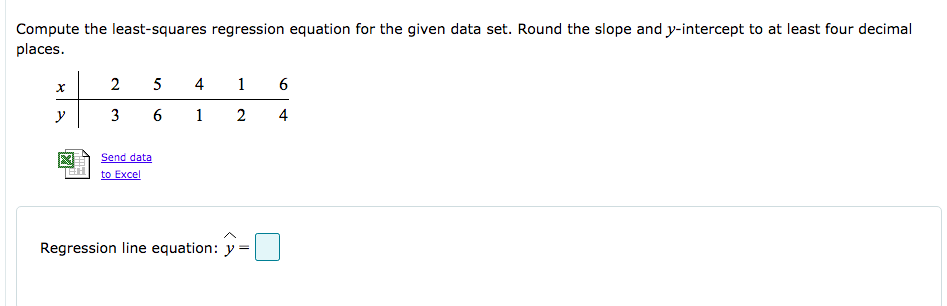 Solved Compute the least-squares regression equation for the | Chegg.com