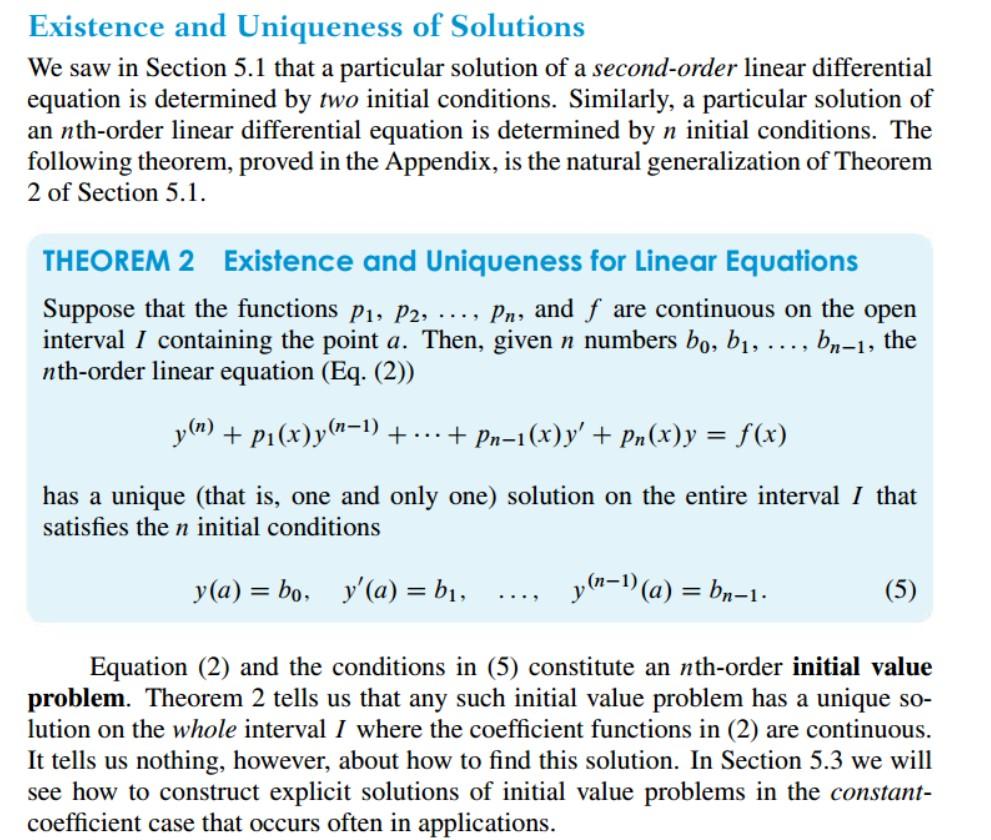 Solved (#4) Which ONE of these IVP does Theorem 2 on p. 280 | Chegg.com