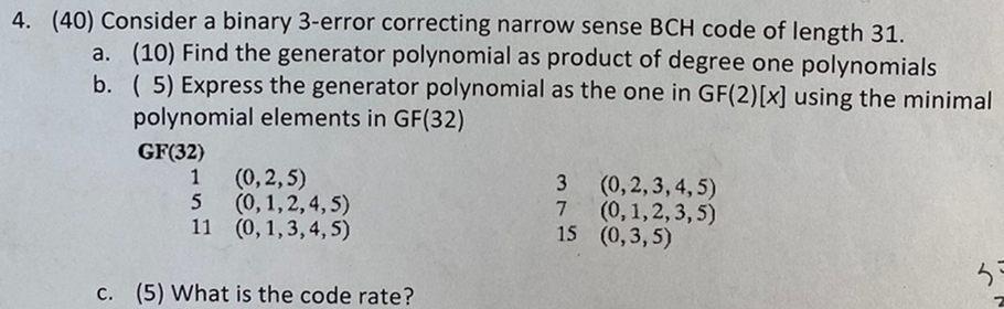 40 Consider A Binary 3 Error Correcting Narrow 5896