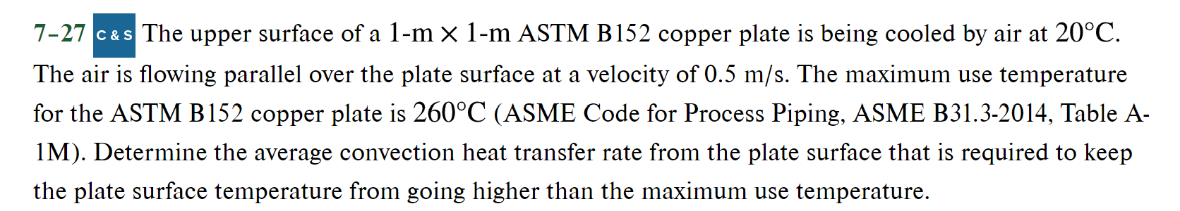 7-27 c&s The upper surface of a 1-m x 1-m ASTM B152 | Chegg.com