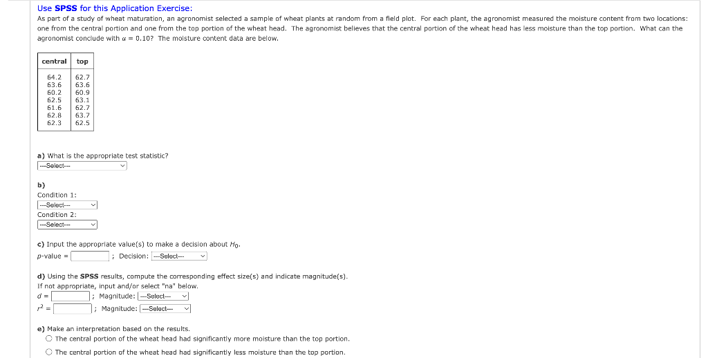 Solved Use SPSS for this Application Exercise: As part of a | Chegg.com