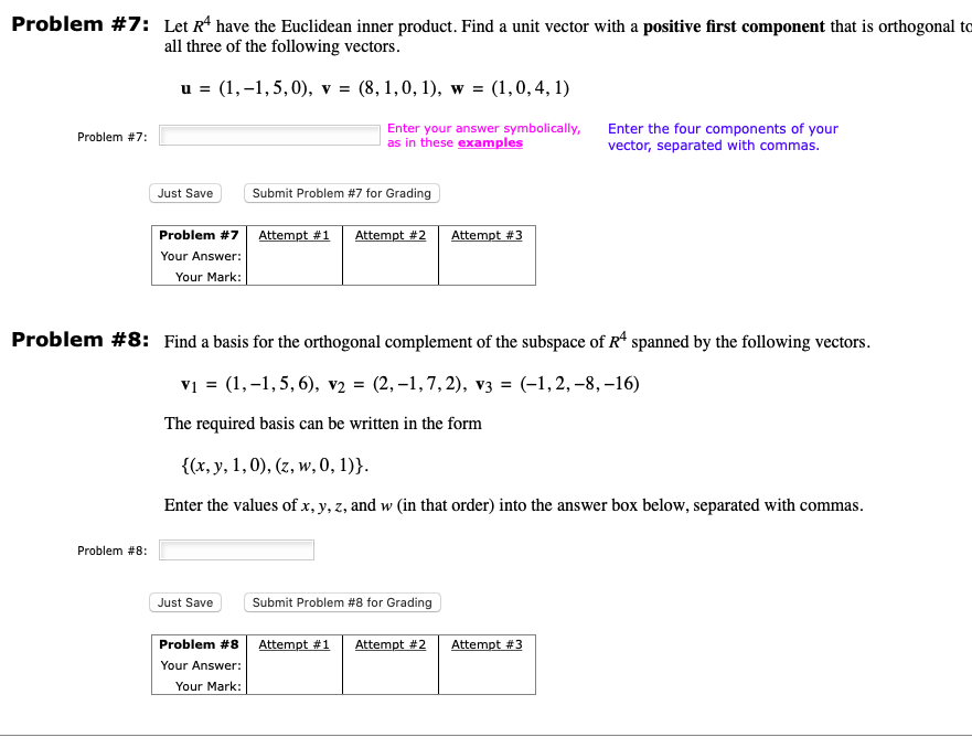 Solved Problem #7: Let R4 have the Euclidean inner product. | Chegg.com