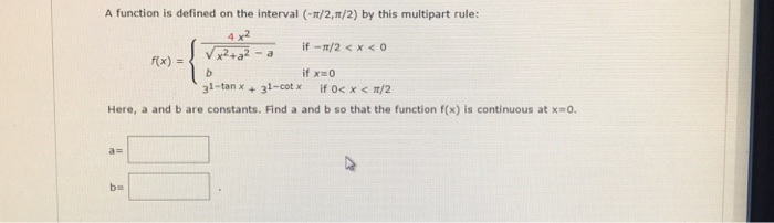 Solved A function is defined on the interval (-pi/2, pi/2) | Chegg.com
