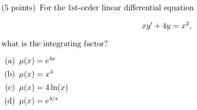 Solved (5 points) For the 1st-order linear differential | Chegg.com