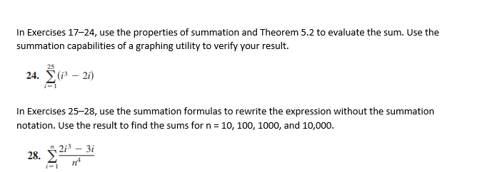 Solved In Exercises 17 24 Use The Properties Of Summation