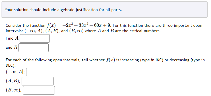 Solved Your solution should include algebraic justification | Chegg.com