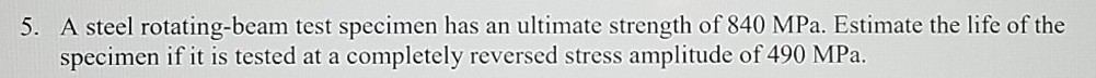 Solved A steel rotating-beam test specimen has an ultimate | Chegg.com