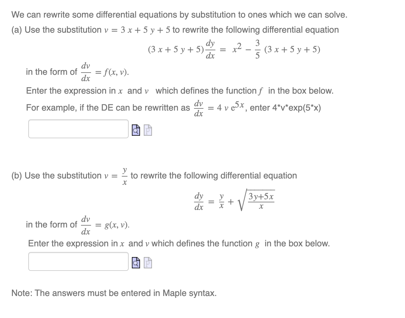 Solved = We can rewrite some differential equations by | Chegg.com