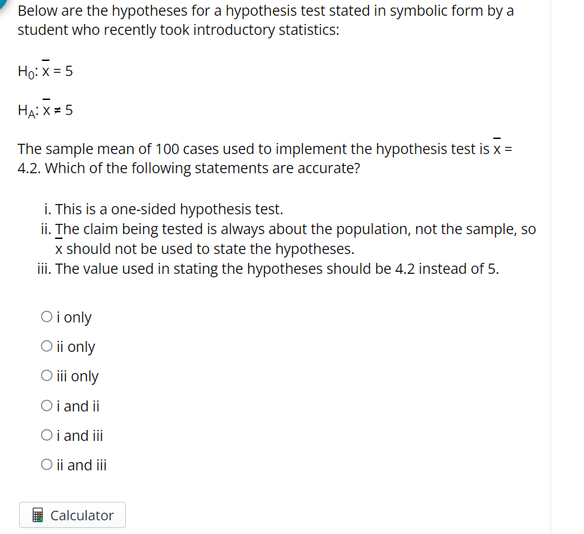 Solved Below are the hypotheses for a hypothesis test stated | Chegg.com