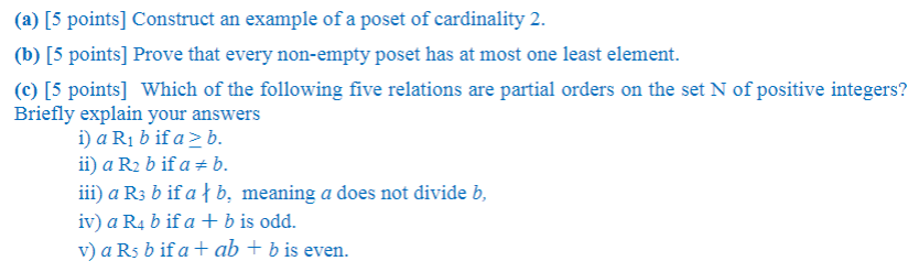 Solved (a) [5 points] Construct an example of a poset of | Chegg.com