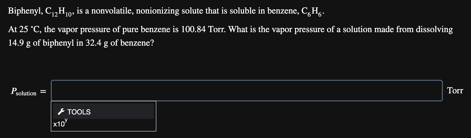 Solved Biphenyl, C12H10, is a nonvolatile, nonionizing | Chegg.com