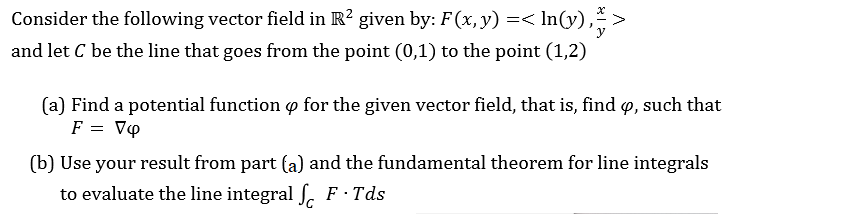 Solved Consider the following vector field in R2 given by: | Chegg.com