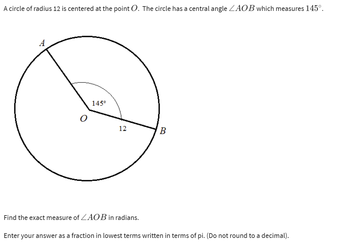 Solved A circle of radius 12 is centered at the point O. The | Chegg.com