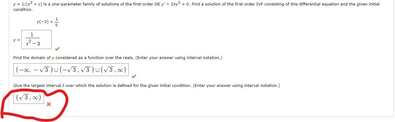 Solved y=1/(x2+c) is a one-parameter family of solutions of | Chegg.com