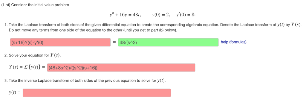 Solved (1 pt) Consider the initial value problem 1. Take the | Chegg.com