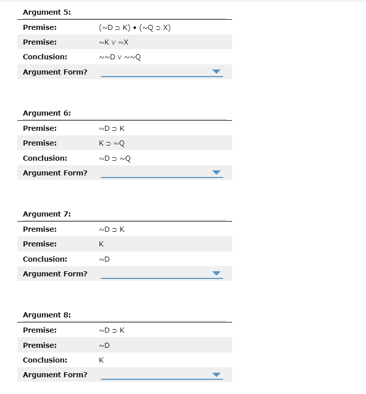 Solved Argument 5: Premise: Premise: Conclusion: Argument | Chegg.com