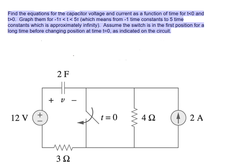 Solved Find the equations for the capacitor voltage and | Chegg.com