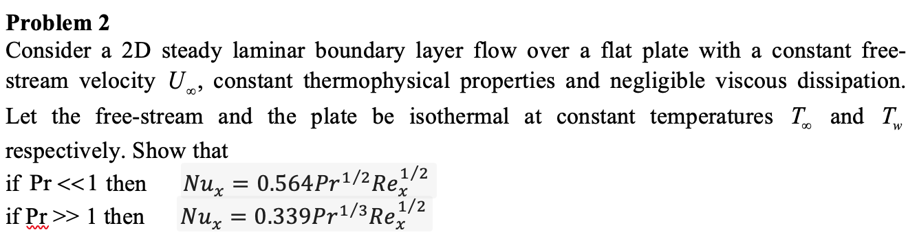 Solved 00 Problem 2 Consider a 2D steady laminar boundary | Chegg.com