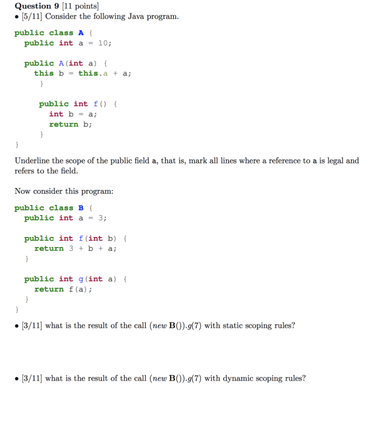 Question 9 (11 points] . 5/11Consider the following | Chegg.com