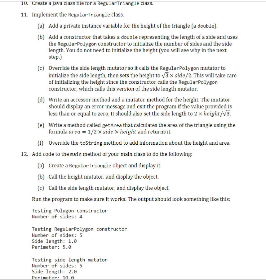 Solved 4 Create A Java Class File For A Polygon Class 5 