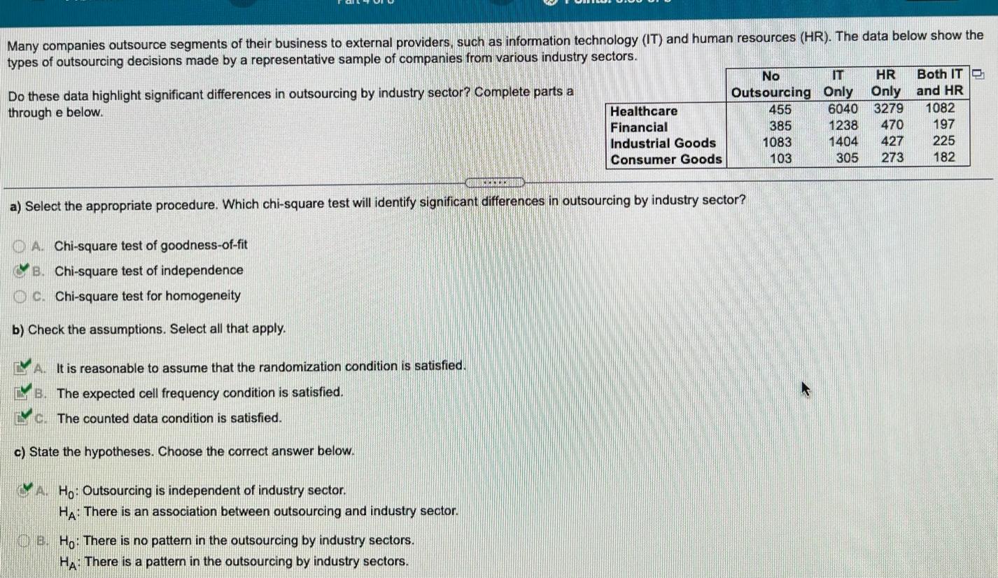 Solved Many companies outsource segments of their business | Chegg.com