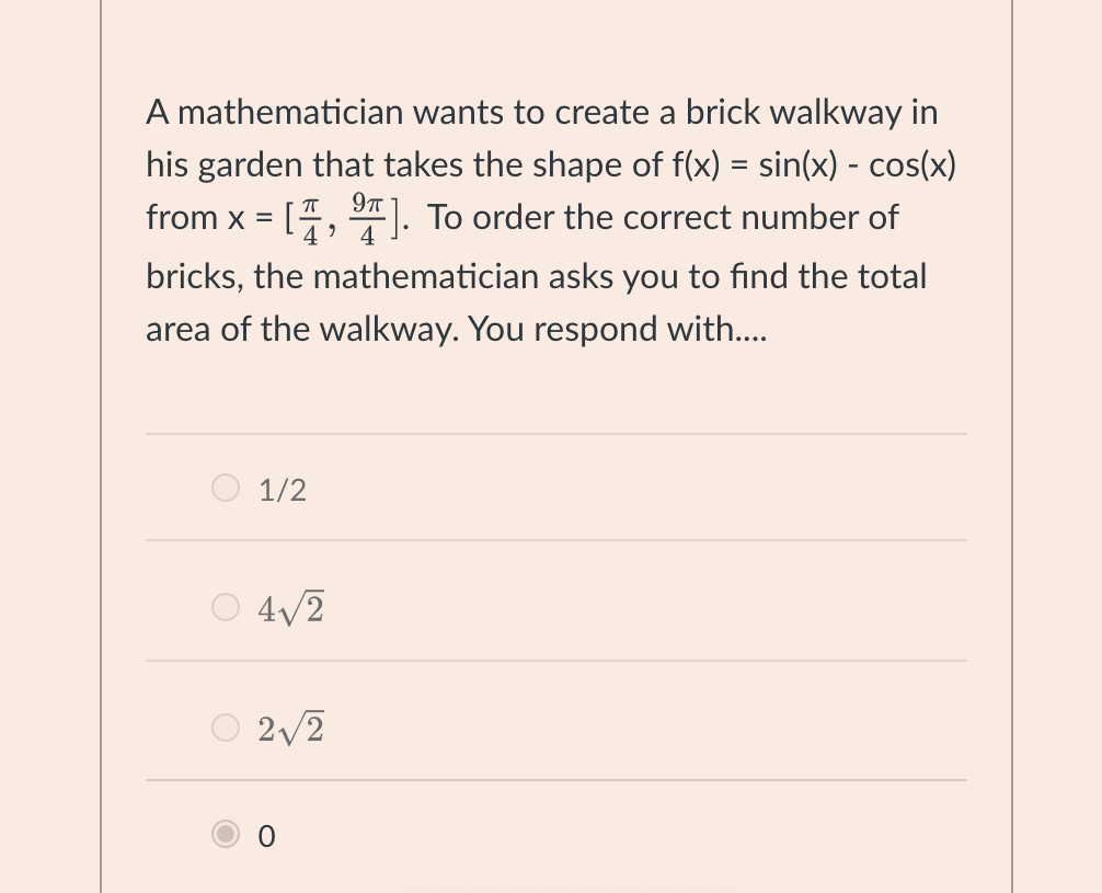 Solved A mathematician wants to create a brick walkway in | Chegg.com