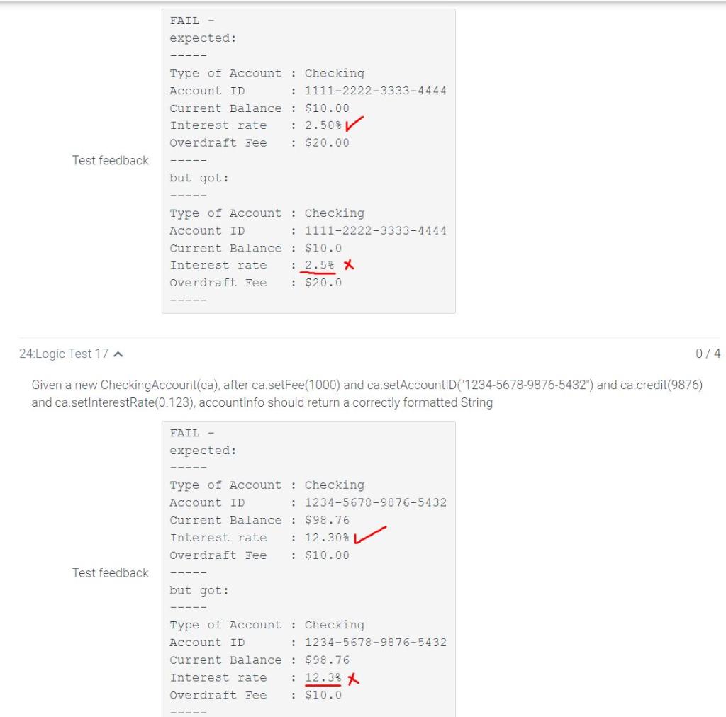 Solved CheckingAccount code public class CheckingAccount | Chegg.com