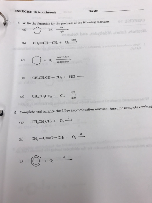 Solved SECTION DATE EXERCISE 18 INSTRUCTOR_ Hydrocarbons 1. | Chegg.com