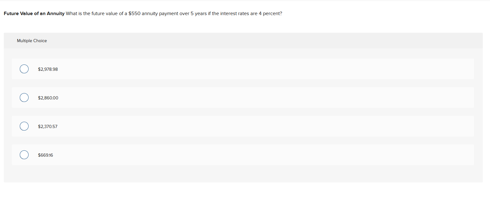 Solved Future Value of an Annuity What is the future value | Chegg.com