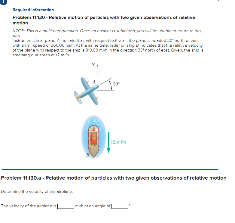 Solved Required information Problem 11.130 - Relative motion | Chegg.com