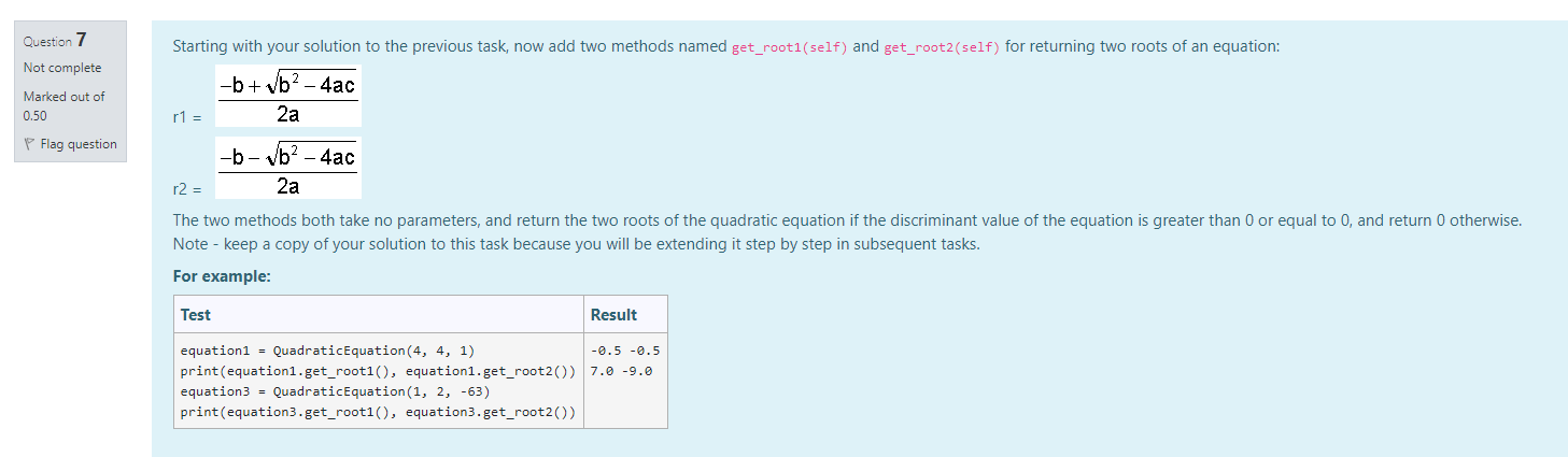 Solved Define a class named QuadraticEquation to represent a | Chegg.com