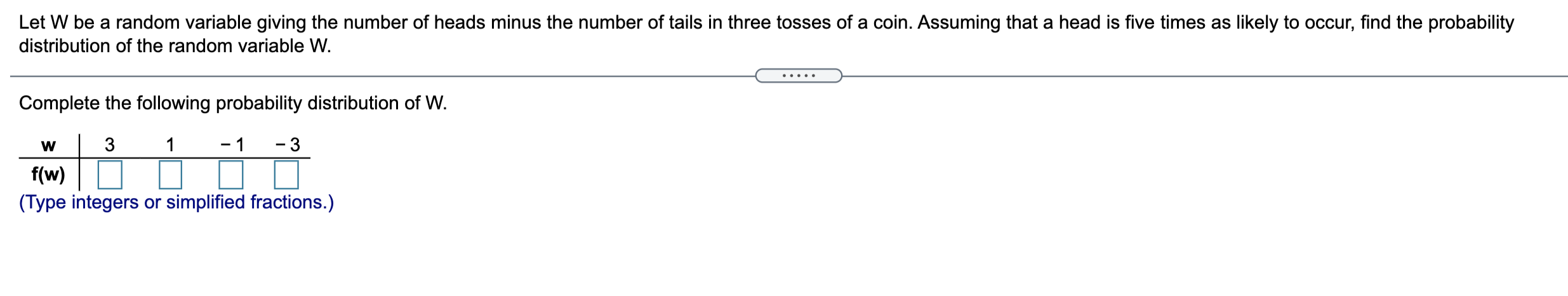Solved Let W be a random variable giving the number of heads | Chegg.com