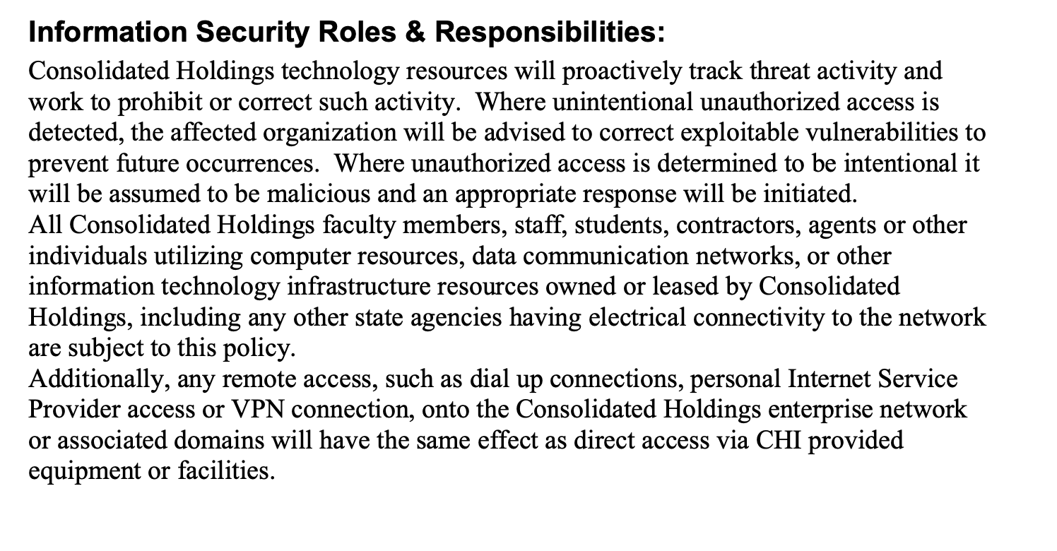 Information Security Roles & Responsibilities: | Chegg.com