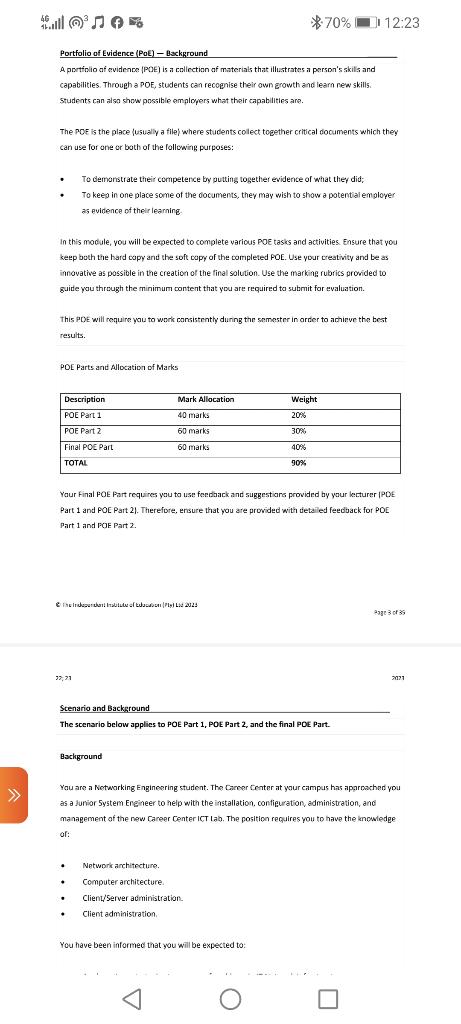 Solved Portfolio of Evidence (PoE) - Esckground A portfolio | Chegg.com