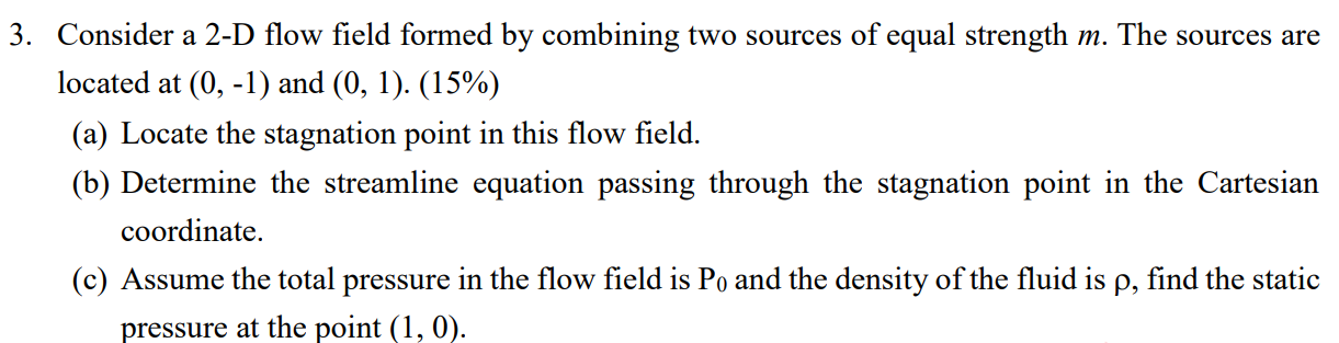 Solved Consider a 2-D ﻿flow field formed by ﻿combining two | Chegg.com