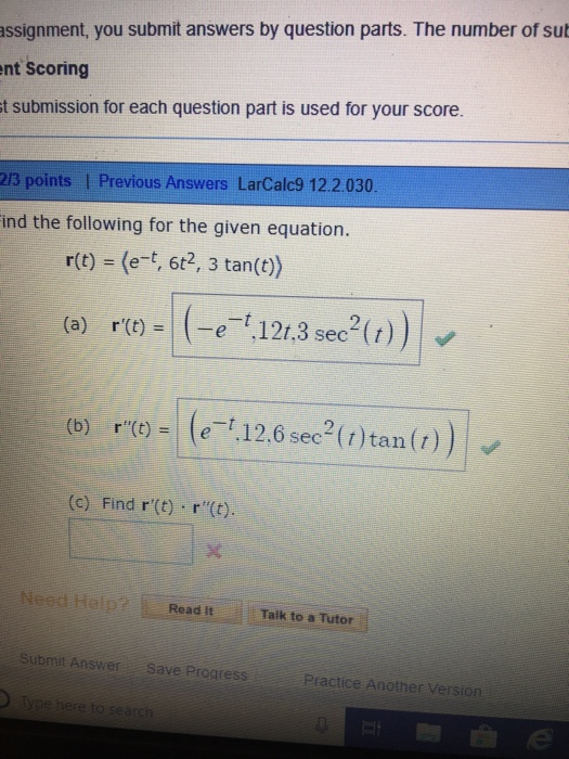 Solved ssignment, you submit answers by question parts. The | Chegg.com